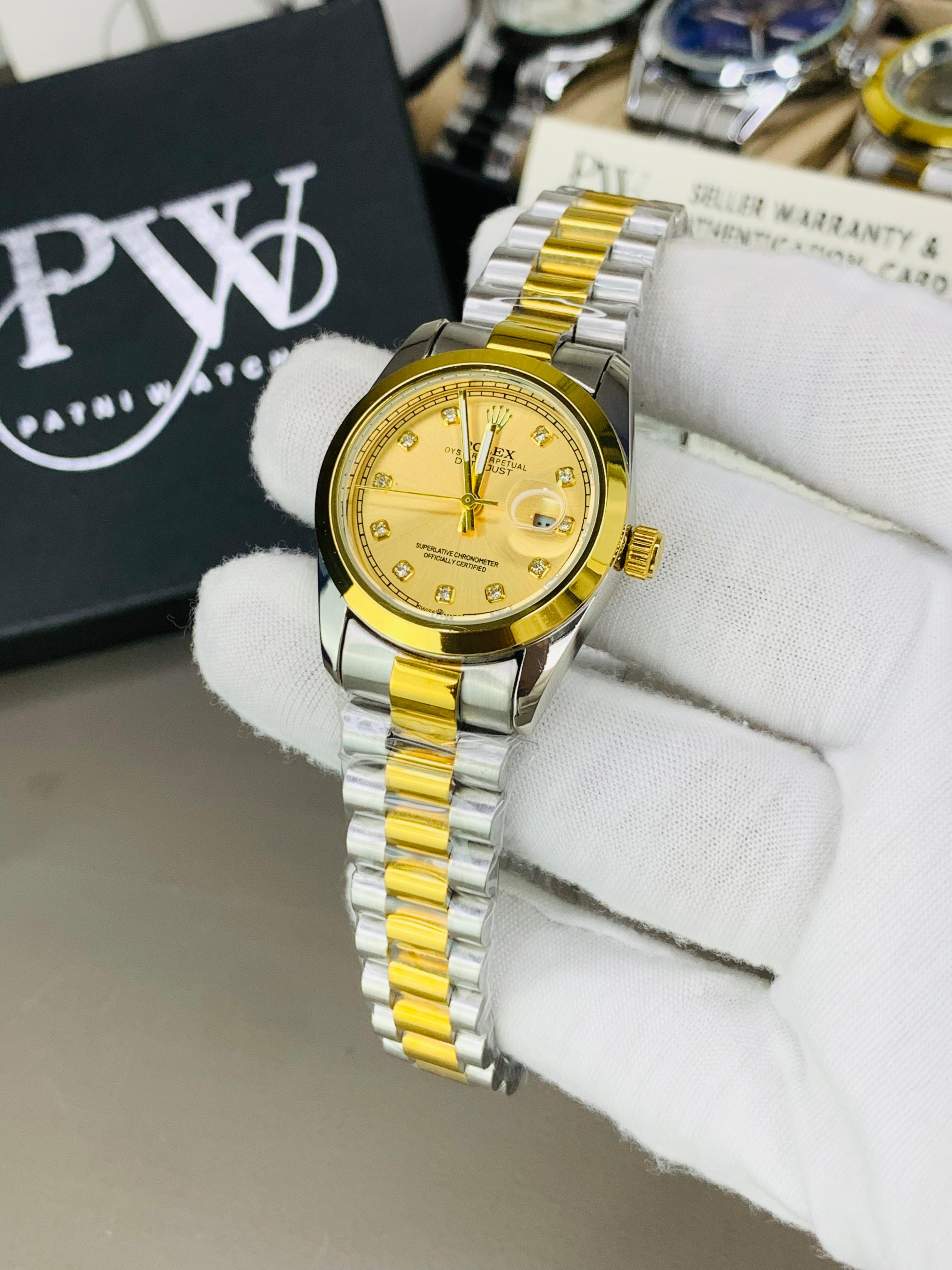 Stone Two Tone Model (Black) - Patni Watches